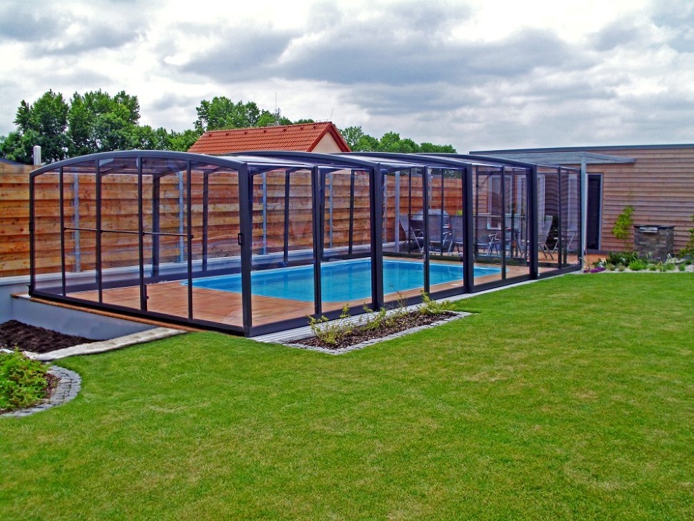 Photo gallery of Pool enclosure Vision - retractable pool cover ...