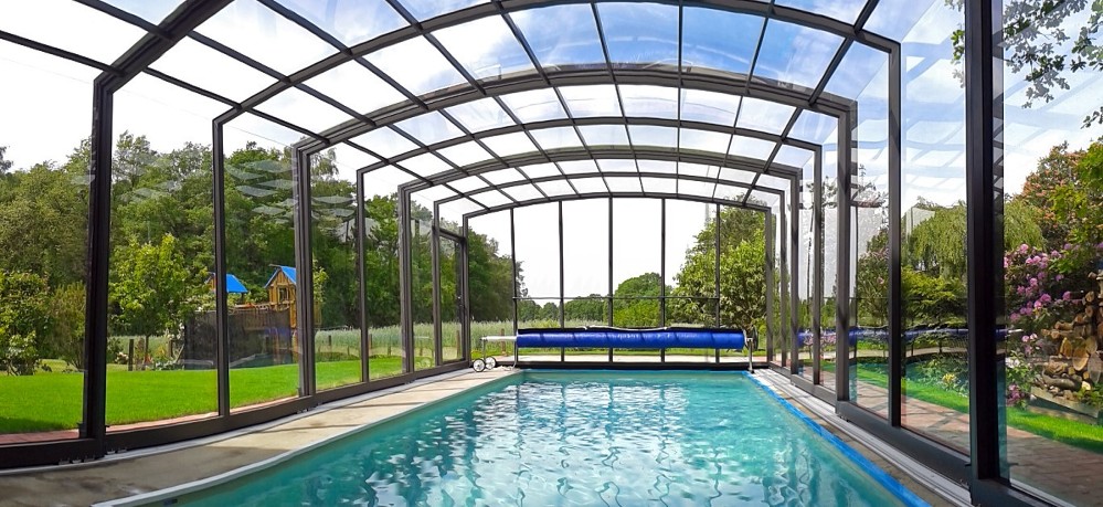 Photo gallery of Pool enclosure Vision - retractable pool cover ...