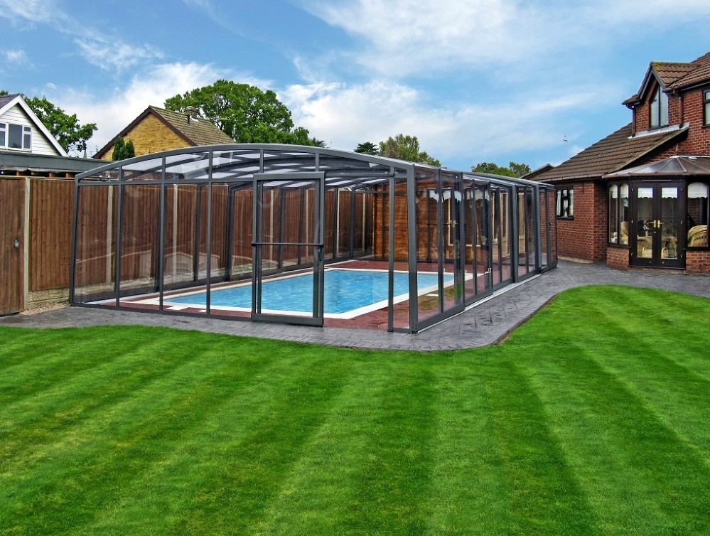 Photo gallery of Pool enclosure Vision - retractable pool cover ...