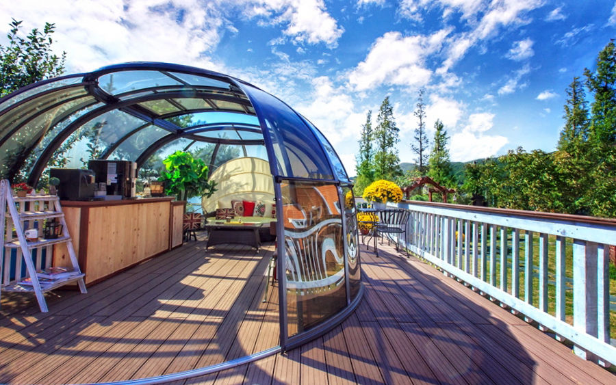 Retractable hot tub enclosure Spa Suhnouse | sunrooms-enclosures.com