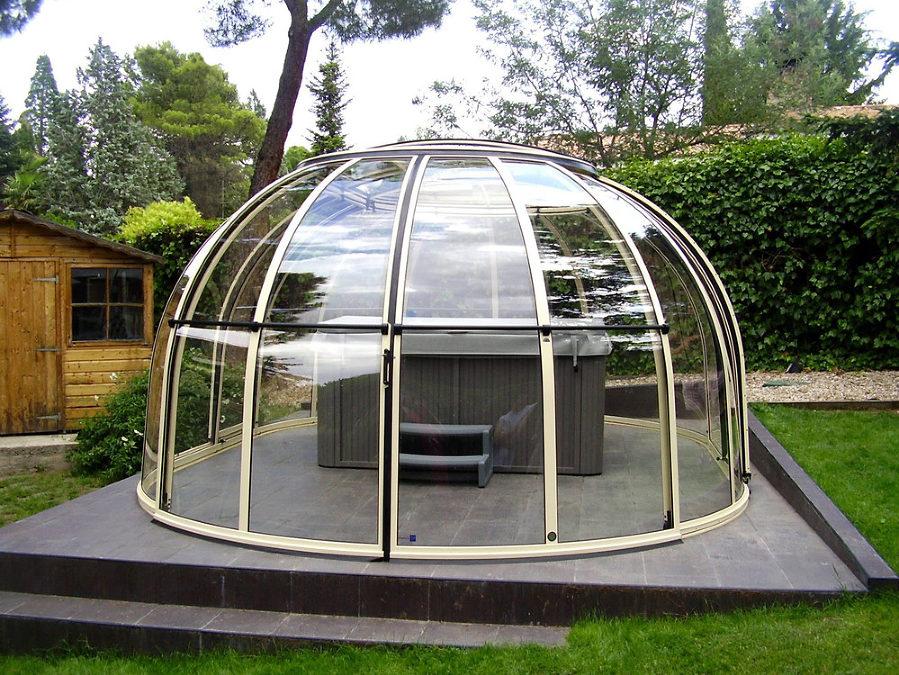 Retractable hot tub enclosure Spa Suhnouse | sunrooms-enclosures.com
